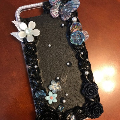 Dark Blue and Black Oil Paint Texture Baroque Style Decoden Phone Case ...