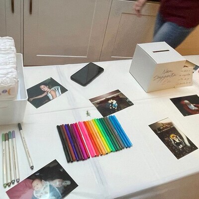 Baby Shower Name Suggestion Box & 30 Prediction Cards, Rose Gold Baby ...