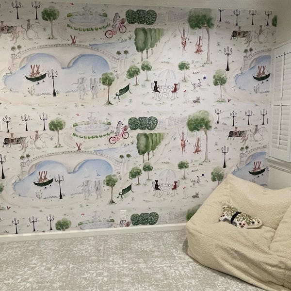 Peel & Stick Wallpaper Mural - Animals at the Park Wallcovering - Pre ...