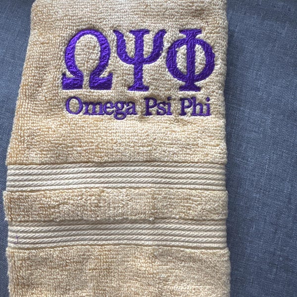 OMEGA PSI PHI Finger Towel/omega Embroidered Sports Towel/omega Greek ...