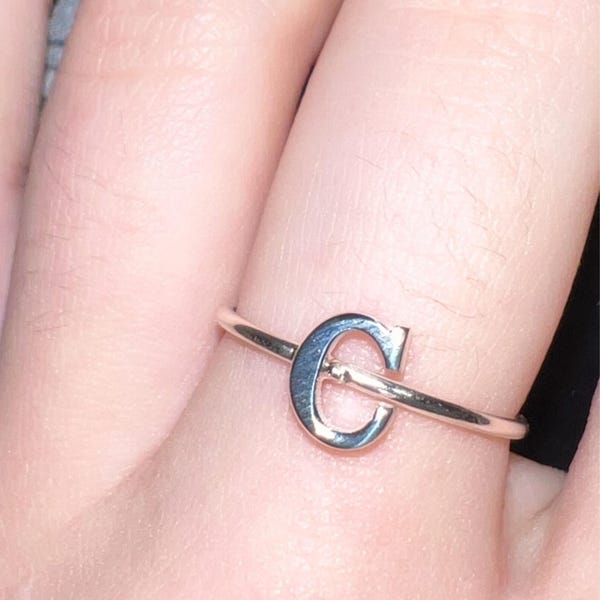 Personalized Letter Ring, Dainty Initial Ring, Gift for Her, Minimalist ...