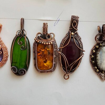 Purple Fire Labradorite Copper Pendant Copper Wire Wrapped Gemstone ...
