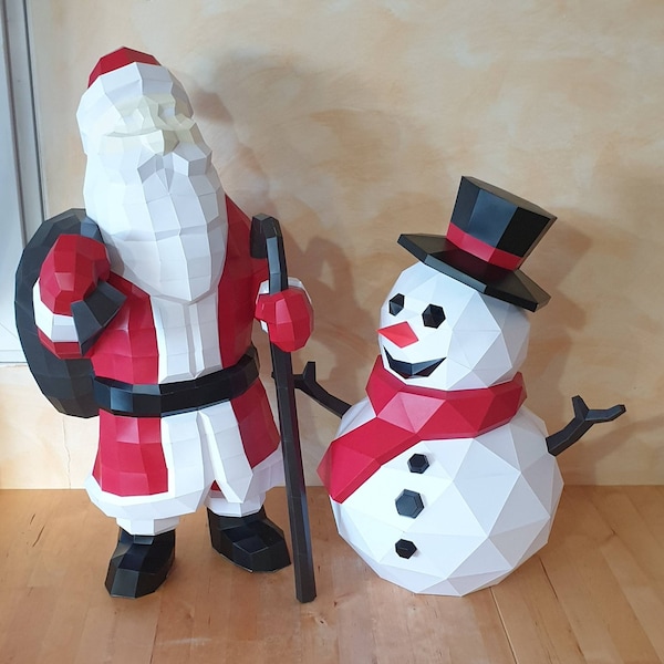 Papercraft 3D Snowman PDF, SVG Template Christmas Snowman for DIY ...