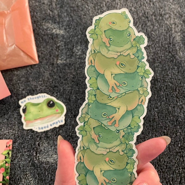 Frog Stack Bookmark | Frog Art | Cute Bookmark | Laminated ...