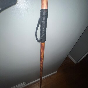 1 In. Hickory Hiking Staff With Leather Handle and Wrist Strap. 40 In ...