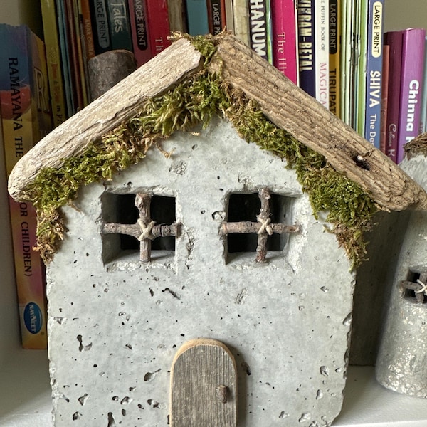 Hypertufa Fairy House, Pixie House, Fairy Village, Handmade Enchanted ...