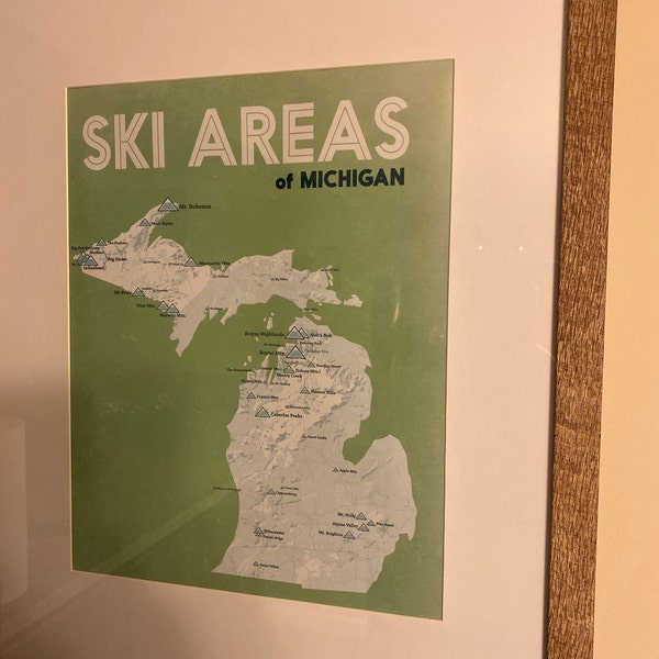 Michigan Ski Resorts Map 11x14 Print - Etsy