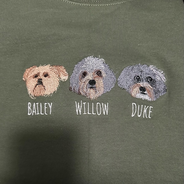 Custom EMBROIDERED Pet Sweatshirt, Custom Dog Portrait, Dog Sweatshirt ...