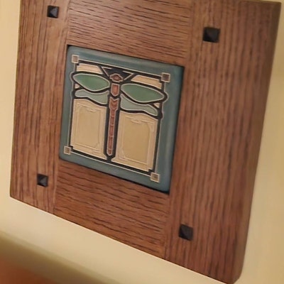 Framed Arts and Crafts Tile-mission Style Frame-hummingbird Tile-home ...