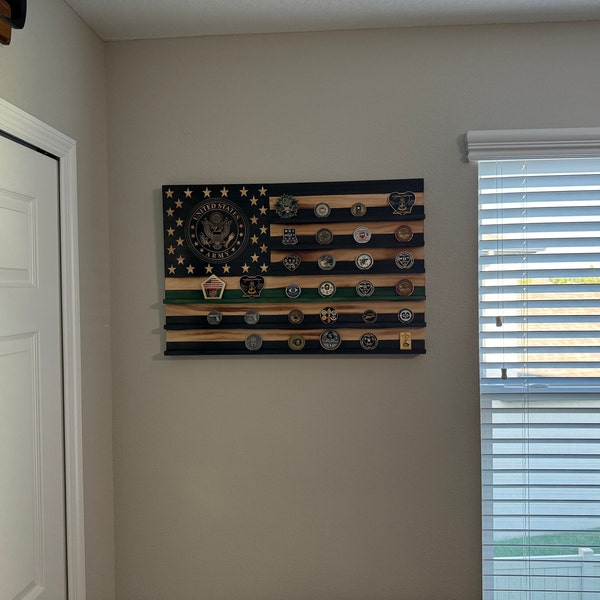 Coast Guard Challenge Coin Display: American Flag, Select Pine - Etsy