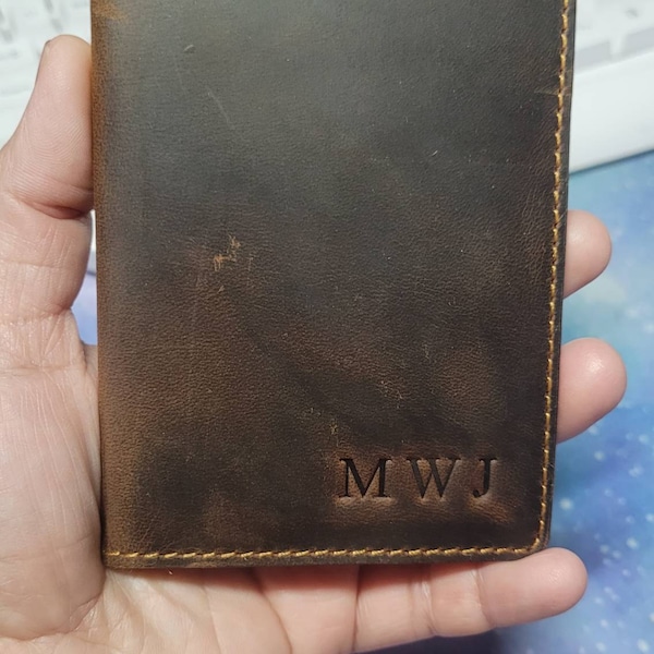 Slim Front Pocket Bifold Wallet. Minimalist Personalized Leather Wallet ...