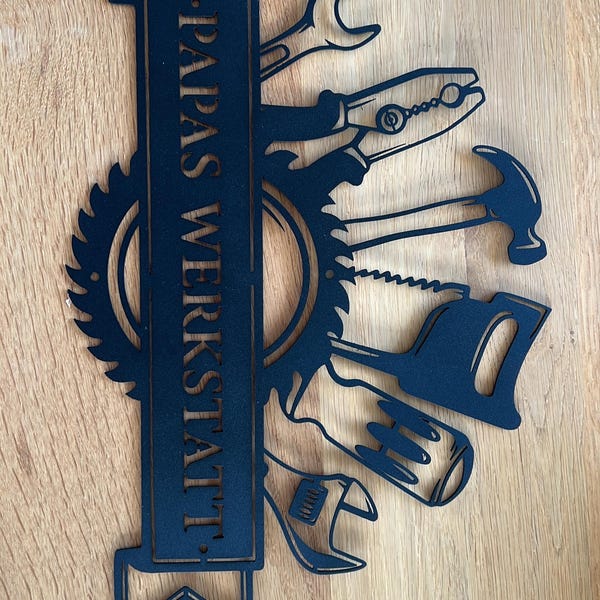 Personalized Workshop Metal Sign, Worker Dad Gift, Workshop Name Sign ...