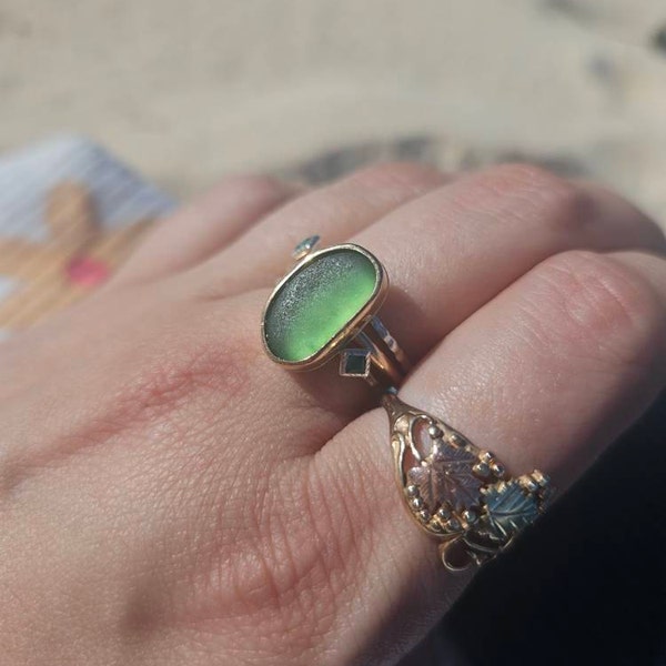 Gold Sea Glass Ring - Etsy