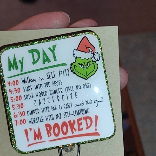 Mean One Schedule Badge Reel, My Day ID Holder, Funny Christmas Badge ...