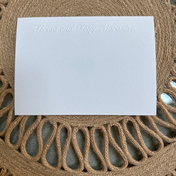 Emboss Name Note Cards Flat Note Cards Personalized Simple Stationary ...
