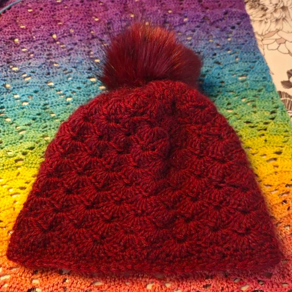 Wavy Shells Beanie - Crochet Shell Stitch Hat PATTERN (PDF Download) - Etsy