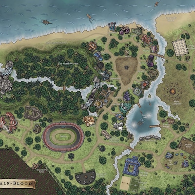 Camp Half-blood Map DIGITAL DOWNLOAD Percy Jackson Camp Map PJO Poster ...