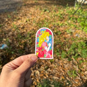 Princess Peach Stained Glass Window Holographic Sticker - Etsy