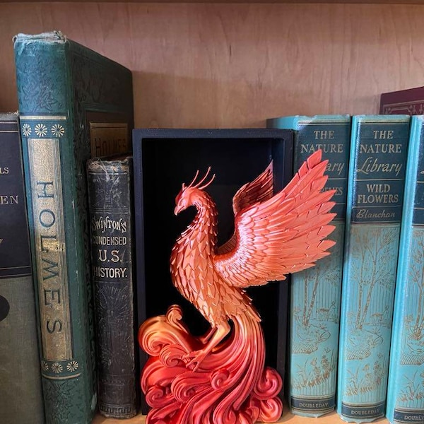 Emerging Phoenix Bookend/book Nook | Bookish Decor | Unique 3D Printed ...