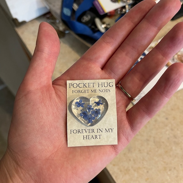 Forget Me Nots, Pocket Hug, Rememberance , Sympathy Gift, Celebration ...