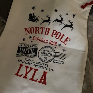 North Pole Santa Sack, Presents Bag, Christmas Gift Sack, Personalized ...