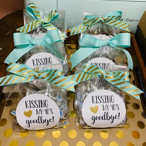 Kissing My 40s Goodbye Stickers, Thank You Tags, 50 Labels, 50th Theme ...