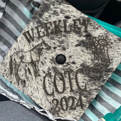 Cowhide Grad Cap Topper - Etsy
