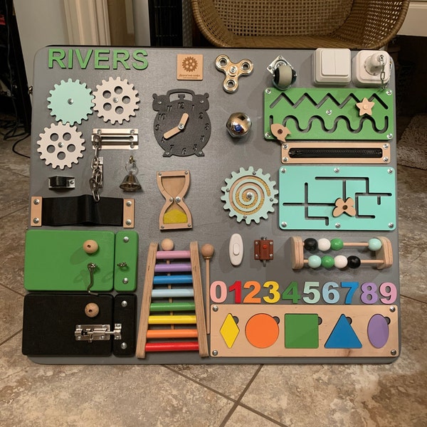 Personalized Busy Board With Chalk Board, Panel for Drawing With ...