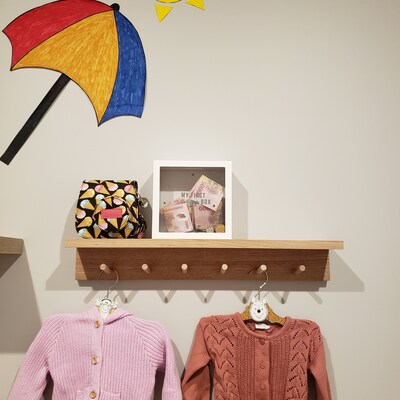 Wall Coat Rack With Shelf Kids Nursery Shelf, Peg Rail, Peg Rail With ...