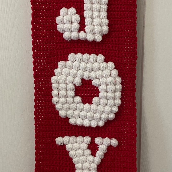 Crochet Joy Wall Hanging Pattern • Christmas Wreath Holiday Crochet ...