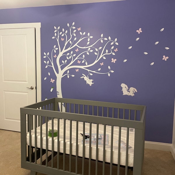 Luxury Full Sized Pastel Water Coloured Playful Bunny Rabbits Tree ...