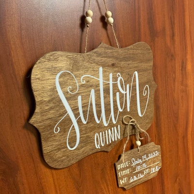 Boho Baby Hospital Door Hanger Sign Baby Stats Sign Newborn Baby Stats ...