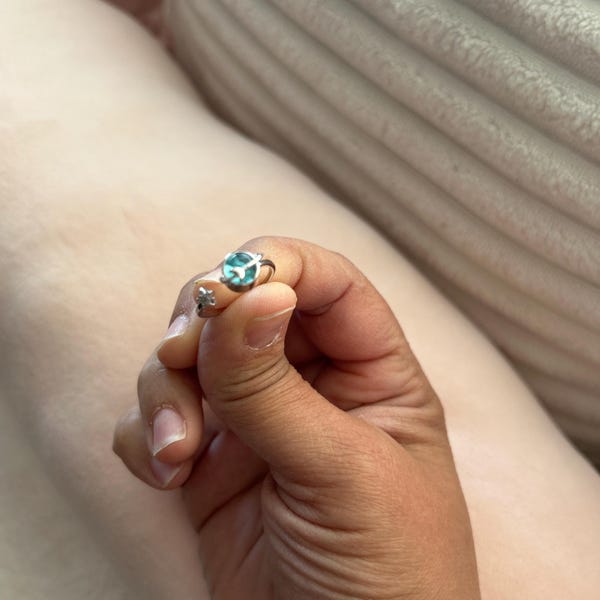 Sun Opal Fidget Ring, Gold Fidget Ring Spinner, Adjustable Anxiety Ring ...