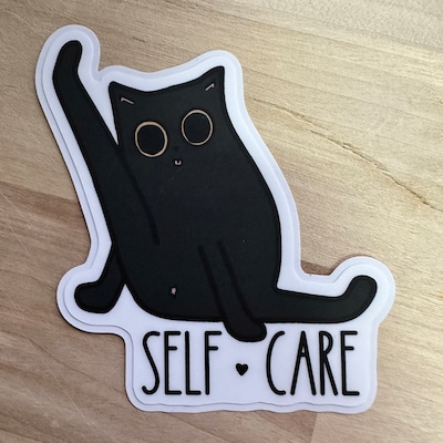 Funny Cat Sticker, Self Care Sticker, Animal Stickers, Cat Licking Butt ...