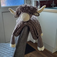 3in1 Highland Cow Folding Baby Blanket Crochet Pattern Scottish Cow ...