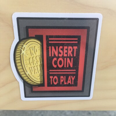 Retro Pinball Arcade Coin Slot Sticker Decal Insert Coin to Play FREE ...