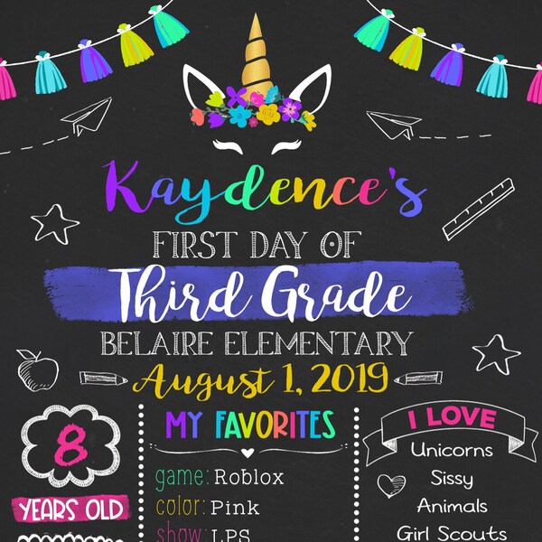 Unicorn Back to School Sign Printable - First Day of School Sign ...