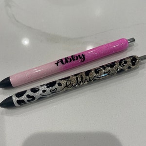 Personalized Epoxy Glitter Black Ink Pen: Refuillable - Etsy