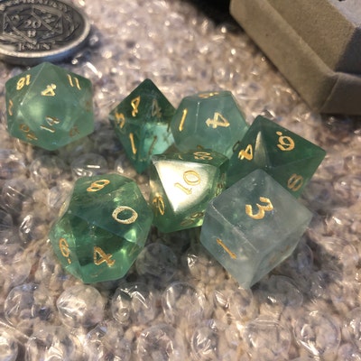 Green Fluorite Gemstone Dice chlorophane Hand Carved Polyhedral Dice ...