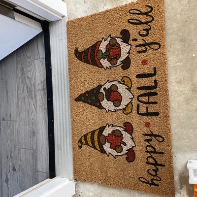 Happy Fall Y'all Gnome Coir Door Mat Welcome Mat Front - Etsy