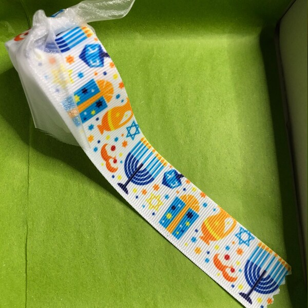 Hanukkah Celebration - 1" - Printed Grosgrain Ribbon - Judaism - Jewish ...