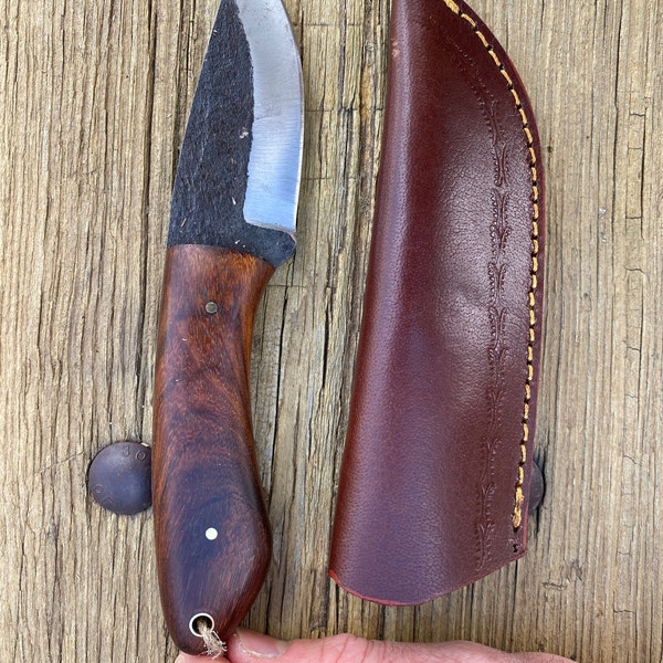 Hand Forge Bushcraft Knife With Sheath | Rosewood Fixed Blade Custom Knife | Hunting Knife ...