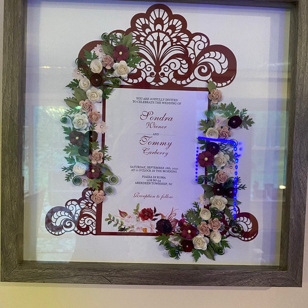 Burgundy and Mauve Rose Wedding Invitation Keepsake Frame - Etsy