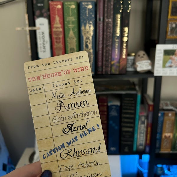 ACOTAR House of Wind Library Card Bookmark | A Court of Thorns and ...