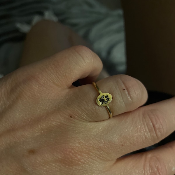 Custom Paw Print Ring • Your Actual Pet Print Ring • Engraved ...