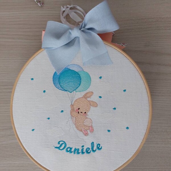 Cute Bunny Balloon Embroidery Design, Animals Embroidery Design Machine ...