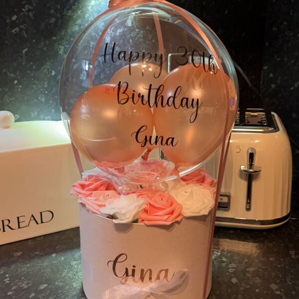 Hot Air Balloon Flower Box, Hat Box Flowers, Birthday Balloon ...
