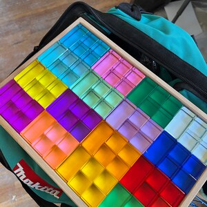 20PCS Wooden Gem Blocks Stacking Toys, Colorful Acrylic Windows Blocks ...