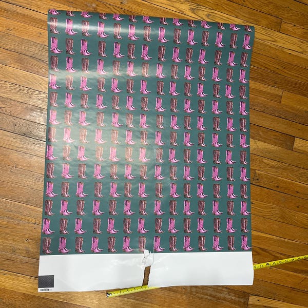 Pink Cowboy Santa Wrapping Paper, Funny Christmas Wrapping Preppy ...