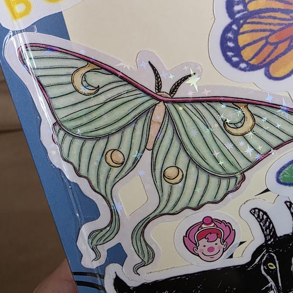 Regal Moth Holographic Sticker, Regal Moth Sticker, Laminated Sticker ...